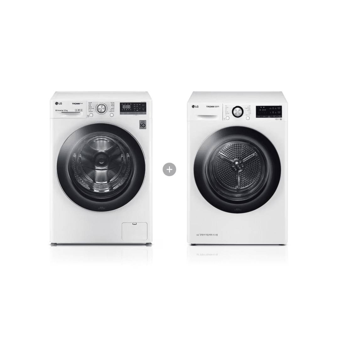 LG 트롬 세탁기+건조기 세트 12kg/9kg_F12WVA-9WB(F12WVA + RH9WV) (F12WVA-9WB) | 가전구매의 새로운 기준, 가전나우